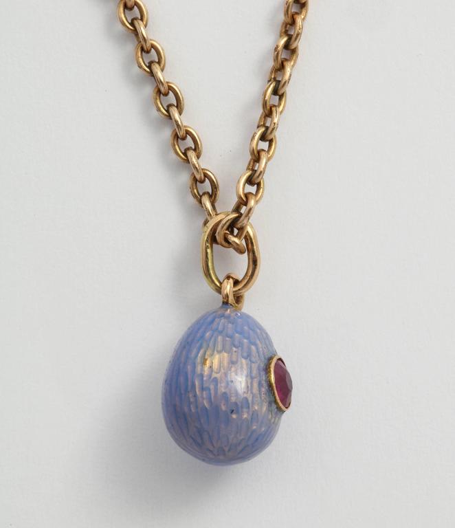 Russian Enameled and Ruby Egg Pendant, circa 1900 | Marie Betteley