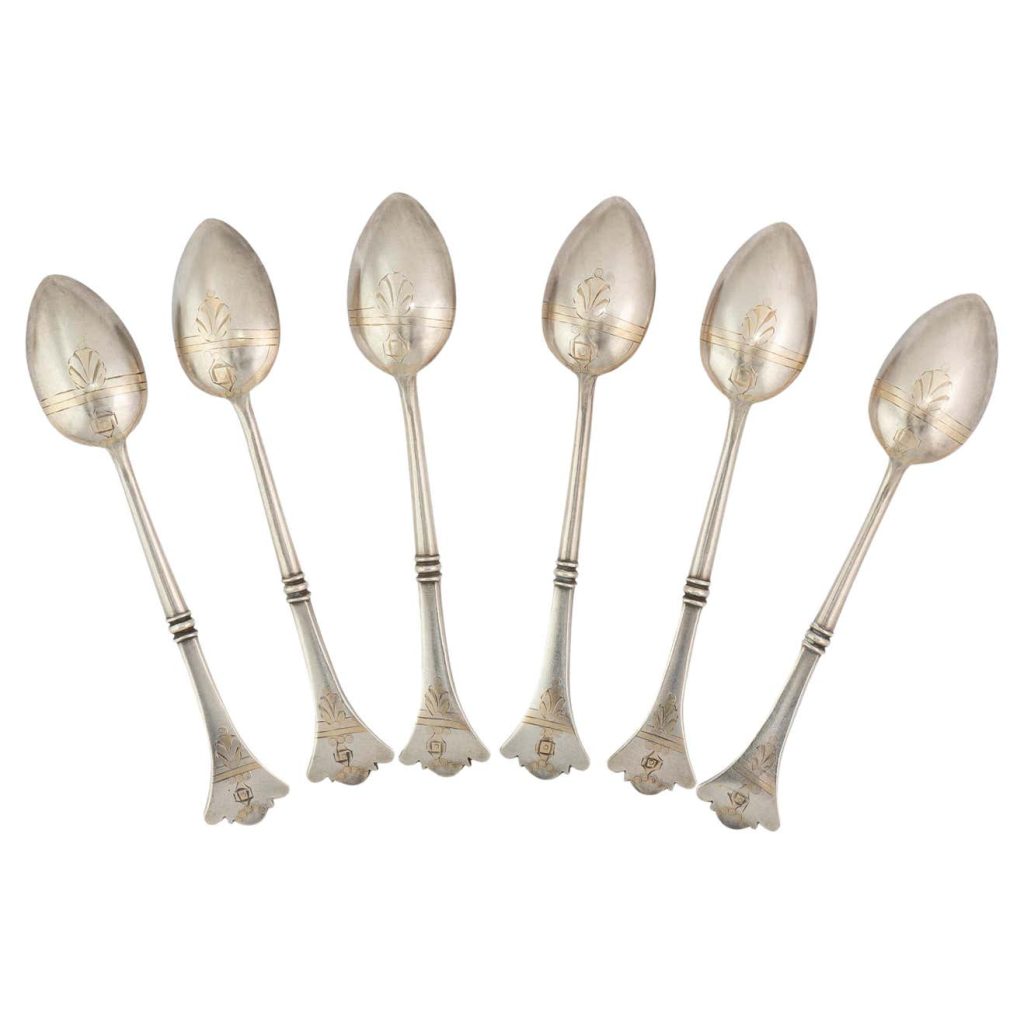 Six Russian Arts & Crafts Imperial-era Silver Spoons, Moscow, circa ...