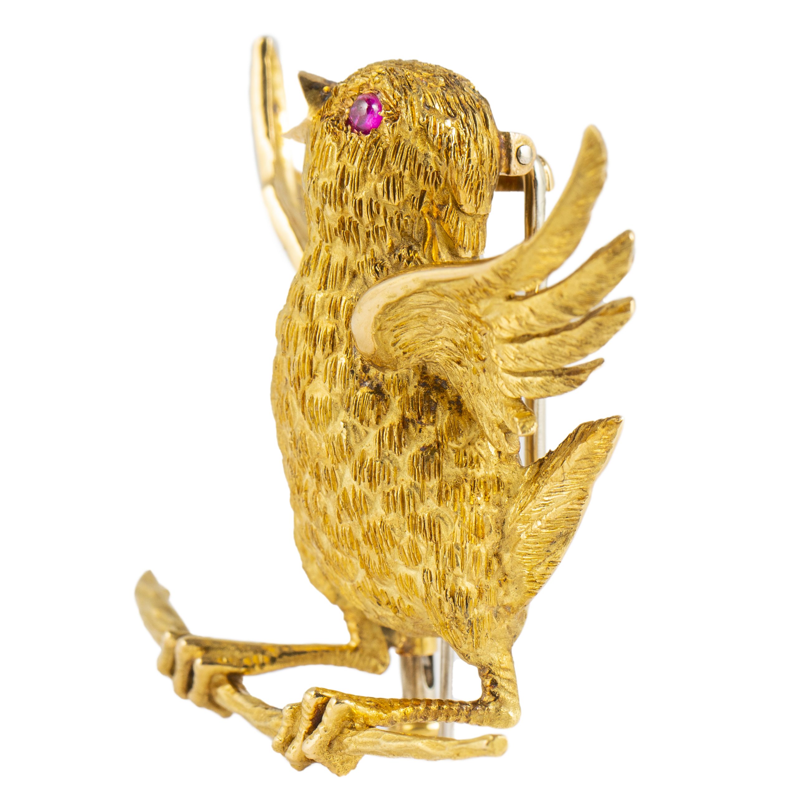 English 18k Gold Chirping Chick Brooch, Garrard & Company, 1970s ...